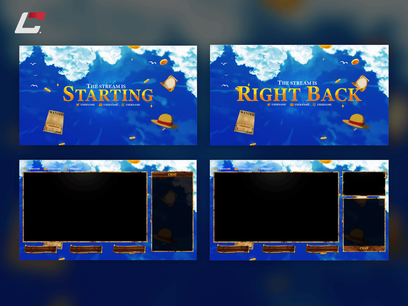 Straw Hat Animated Twitch Overlays